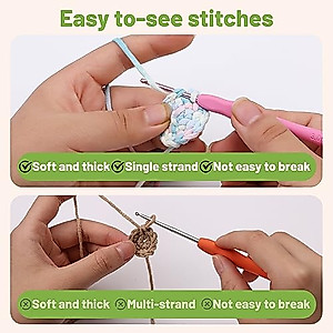 4x50g Rainbow Beginners Crochet Yarn for Crocheting Knitting Multicolor Cotton Crochet Yarn for Beginners with Easy-to-See Stitches Chunky Thick Yarn for Beginners Crochet Kit