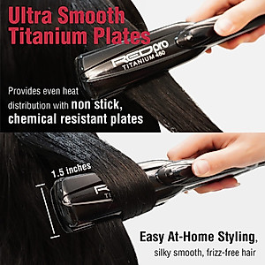 RED by KISS Pro Titanium 1 1/2 Inch Flat Iron Heats Up to 460°F Silky Straight, Frizz-Free Results