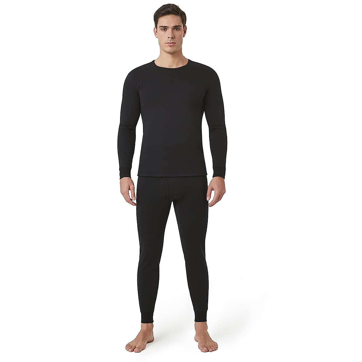 LAPASA Men's Ultra Heavyweight Thermal Underwear Set Extreme Cold Weather Base Layer Top Bottom Fleece Lined Long Johns M63 Large Black