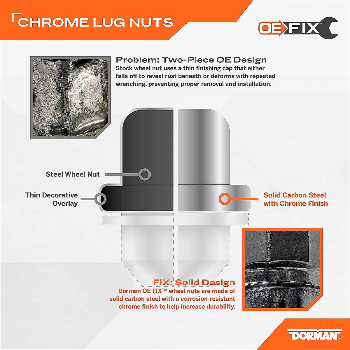 Dorman 611-583 M12-1.50 Wheel Nut - 19mm Hex, 38.5mm Length Compatible with Select Ford Models, 10 Pack (OE FIX)