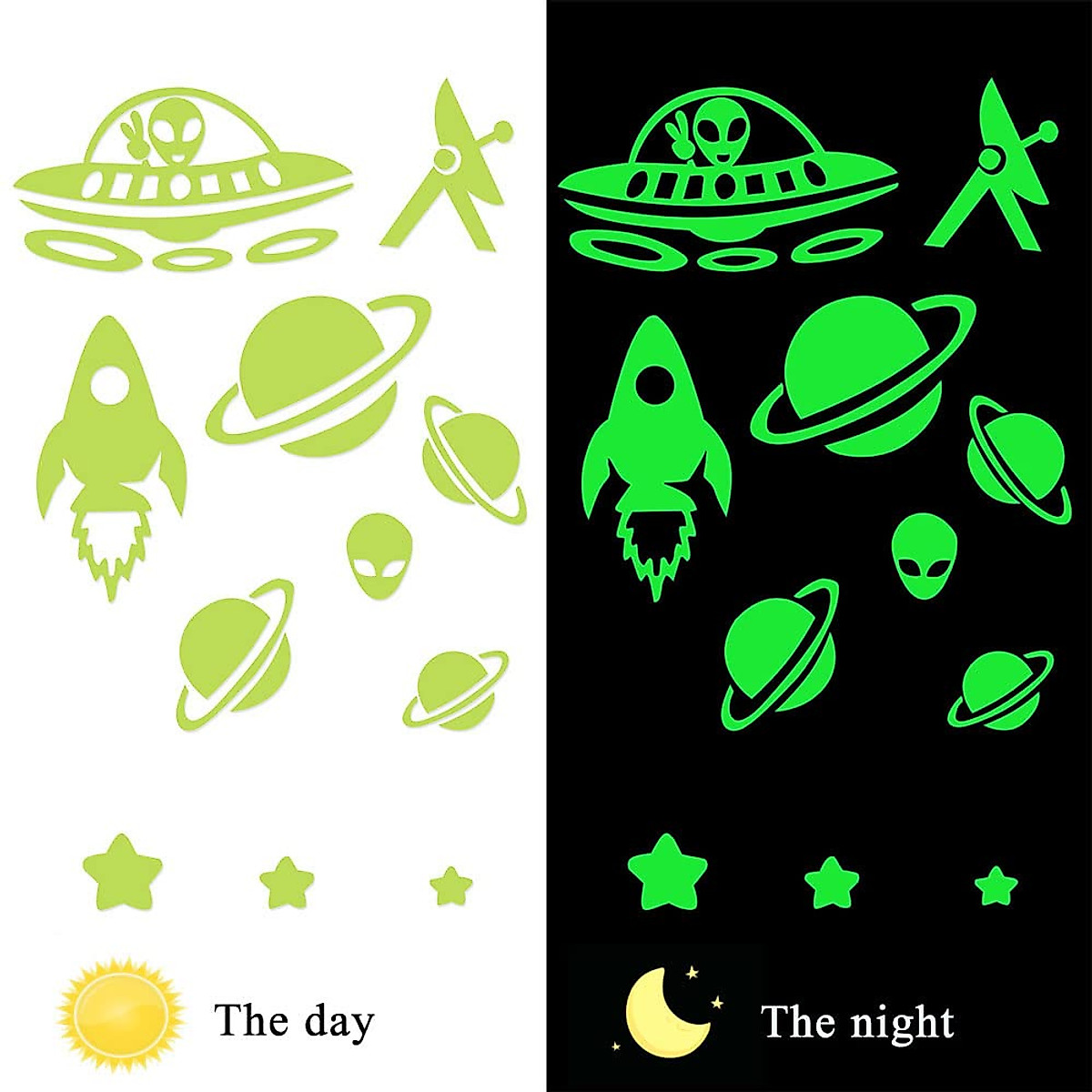 Glow in The Dark Stars, Glowing Stars for Ceiling, Space Galaxy Planets Space Ship Wall Stickers for Kids, Super Bright Stickers for Girls Boys Bedroom or Party Gift (280 pcs)