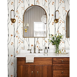 Timeet Peel and Stick Wallpaper Boho Floral Wallpaper Tree Contact Paper Removable Wallpaper 16.14"x118.11" Self Adhesive Wallpaper for Walls Covering Vinyl Roll