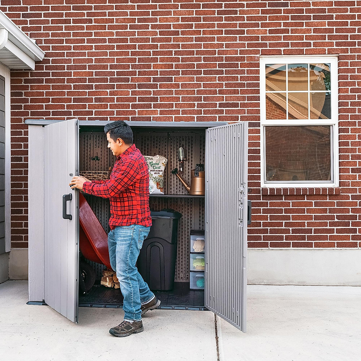 Lifetime Outdoor Utility Storage Shed with Double Wall Steel-Reinforced Construction, 6.3 x 3.6 FT