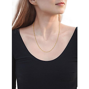 Fiusem Gold Chain Necklace for Men, 2.5mm Mens Chain Necklace, 18K Gold Plated Stainless Steel Rope Chain for Men and Women, Mens Necklace 20 Inch