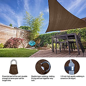 ABCCANOPY Sun Shade Sail, 17'x17'x23' UV Block Canopy Sun Awning for Patio, Deck, Backyard (Brown)