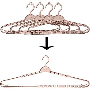 Foshine 4 Pack Extra Large Hangers Big Clothes Hangers Enlarge Adjustable Shoulder 16.5"-26" Drying Hanger Sturdy for Wide Polos Tops Cardigans Quilt Bath Towel Big and Tall Shirts (Light Pink)
