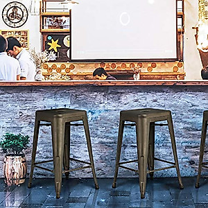 Yaheetech 30 Inches Metal Bar Stools, Set of 4 High Backless Barstools, Counter Height Patio Furniture Indoor/Outdoor Stackable Kitchen Dining Chair, Gun Metal