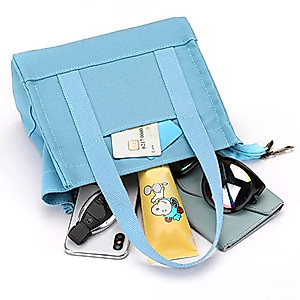 Mini Tote Bag Canvas Handbag Tote Purse with Zipper Women Canvas Crossbody Bag Purse Top Handle Satchel Handbag Purse