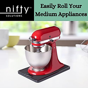 Nifty Medium & Large Appliance Rolling Tray – Black, Home Kitchen Counter Organizer, Integrated Rolling System, Non-Slip Pad Top for Coffee Maker, Stand Mixer, Blender, Toaster