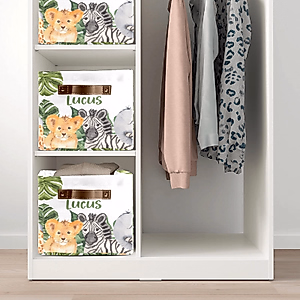 Deven Jungle Animal Forest Personalized Large Storage Baskets for Organizing Shelves with Handle,Closet Decorative Storage Bins for Bathroom,Nursery,Home 1 Pack
