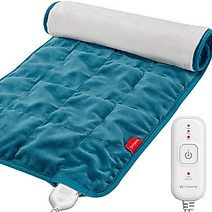 Comfytemp Full Weighted Heating Pad for Back Pain & Cramps Relief, 2.2lb Large Electric Heating Pad for Neck and Shoulders, Moist & Dry Heat Therapy with Auto Shut Off, Stay On, 12x24", Washable