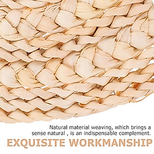 HEMOTON Straw Insulation Placemat Upholstery Trim Round Woven Placemats Indoor Mats Farmhouse Placemats Drinks Coasters Woven Cutlery Cushion - Placemat Hand Woven Placemat