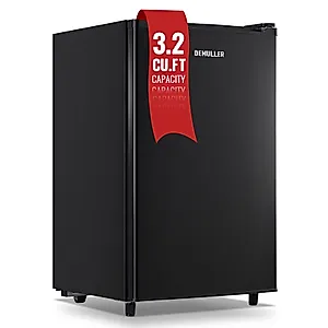 DEMULLER Upright Freezer 3.2 Cu.ft Freezer Single Door Freestanding Mini Freezer with Adjustable Thermostat Small Freezer for Kitchen, Apartment, Basement, Dorm, Black