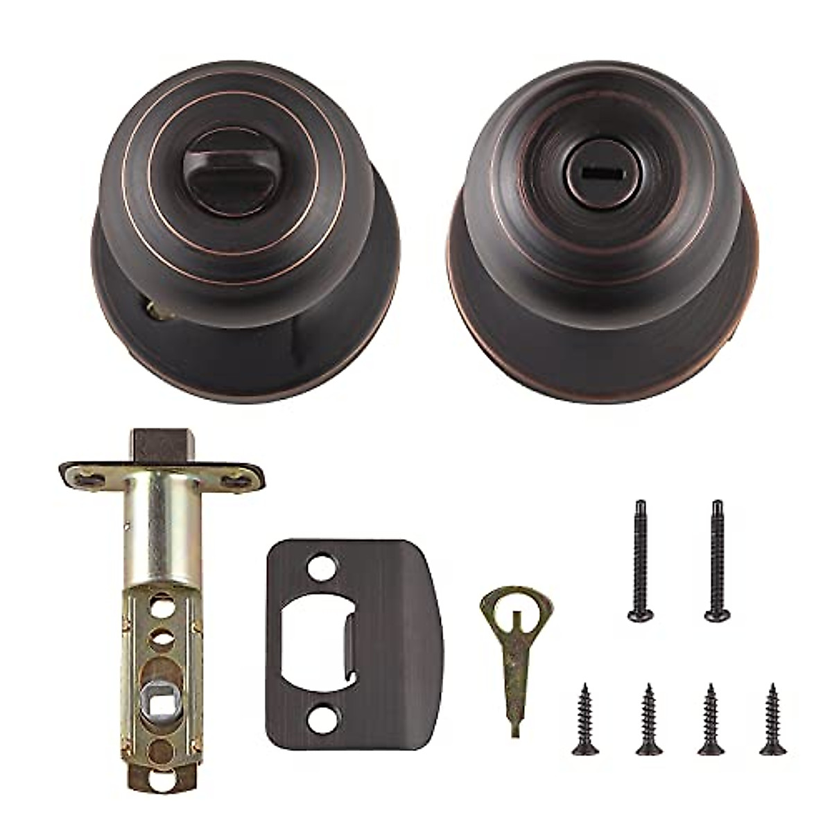 Amazon Basics Bedroom/Bathroom Door Knob With Lock, Classic, Oil Rubbed Bronze