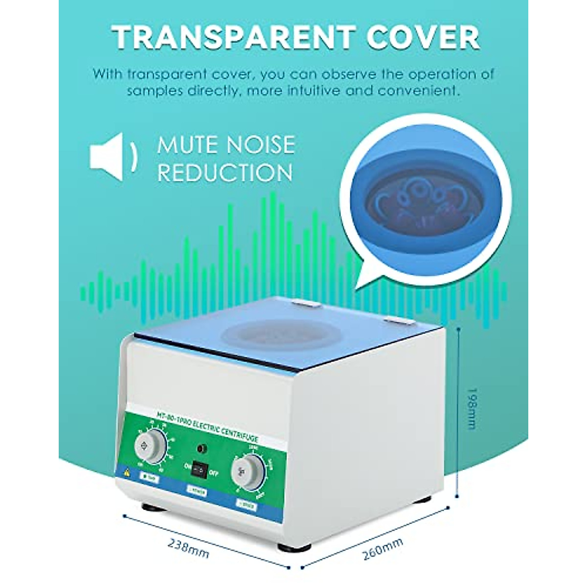 Mxmoonant 15mlX6 Centrifuge Machine Desktop Lab Centrifuge, 0-3200 RPM Electric Benchtop Centrifuges, for Laboratory School Plasma Practice 80-1 (110V US Plug)