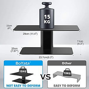 BoYata Monitor Stand, Adjustable Monitor Riser Metal Computer Stand Compatible with TV, PC, Laptop, Computer, iMac, and All Screen Display-Black