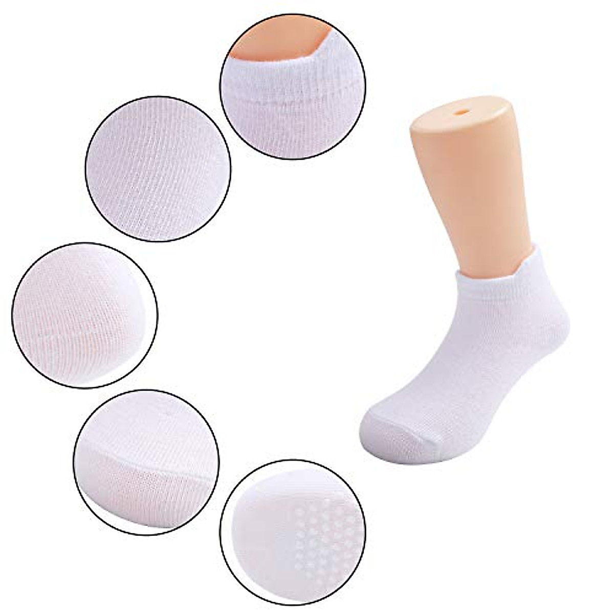Cooraby 16 Pairs Toddler Non Slip Grip Ankle Socks Anti Skid Athletic Socks for Toddlers Boys or Girls