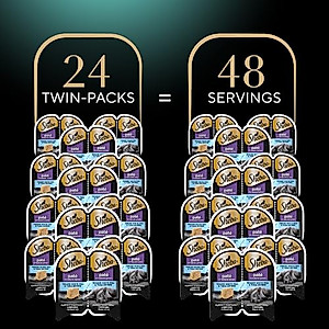 Sheba Perfect Portions Wet Cat Food Pate Tender White Fish and Tuna Entree, 2.6 oz. Twin-Pack Trays (24 Count, 48 Servings)