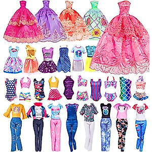 Ebuddy Fashion Lot 105 Items 11.5 Inch Girl Doll Dream Closet Wardrobe with Clothes and Accessories Including Wardrobe Shoes Rack Dress Shoes Hangers Necklace and Other Accessories(No Doll)