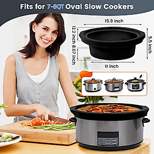 Slow Cooker Liners fit Crock Pot 7-8 QT,Maywe Tanso for Crock Pot Liners For 7-8 Quart Oval or Round Slow Cookers,Reusable & Leakproof Silicone Slow Cooker Liner For Crock Pot,Dishwasher Safe BPA Free