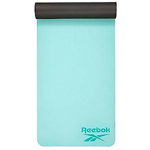 Reebok Double-Sided Yoga Mat - Lightweight, Compact, Rollable, and Cushioned Supportive Workout Mat for Yoga, Pilates, and General Exercise - Non Slip Base with Reversible Design - 6mm, Blue