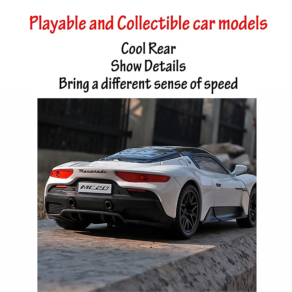 Toy Cars Model MC20 Alloy Collectible Pull Back Vehicles Diecast with Light&Sound (White)
