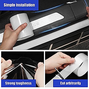 ZKFAR Pack-1 Car Door Edge Trim Protection Film, 2.75In x 32.8Ft Universal Car Door Sill Transparent Anti-Collision Protection Strip, Trunk Anti-Trampling Plate Protection Stickers (White)