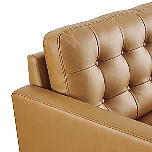 Modway Exalt Tufted Vegan Leather Loveseat, Tan