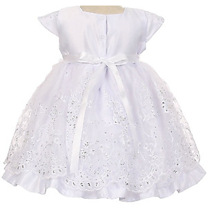 BluNight Collection Little Baby Girls Virgin Mary Embroidery Christening Baptism Dresses (0T1R5K) White 12M