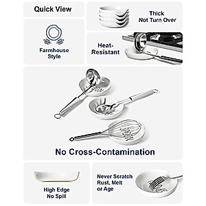 LE TAUCI Spoon Rest for Kitchen Counter, Spoon Rest for Stove Top, Farmhouse Kitchen Decor, Ceramic Utensil Holder for Cooking, 5 Inch - Set of 4, Oyster White