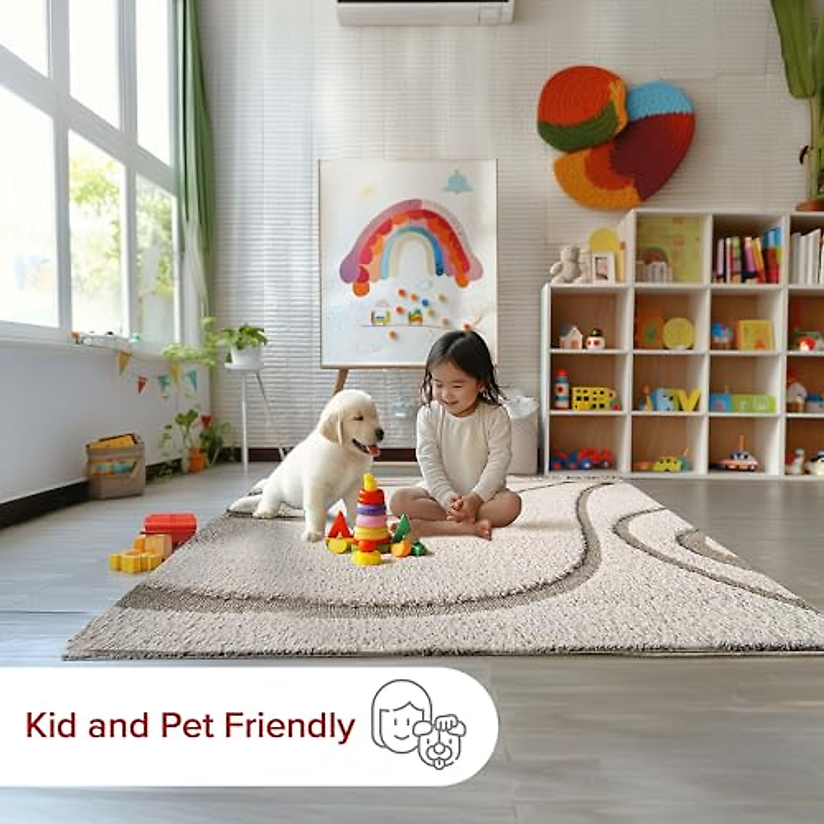 nuLOOM Carolyn Modern Shag Area Rug - 9x12 Shag Area Rug Transitional Cream Rugs for Living Room Bedroom Dining Room Nursery