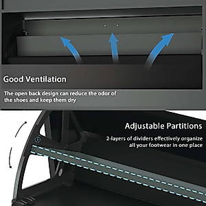 NOVAMAISON Shoe Cabinet for Entryway Slim, Black Narrow Hidden Shoe Storage Cabinet, 2 Flip Drawers Shoe Cabinet, Freestanding Shoe Organizer Cabinet for Hallway