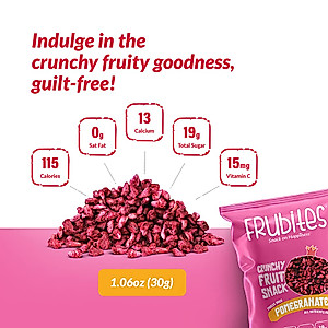 Frubites Pomegranate - Freeze Dried Fruit Snack (Pack of 5, 100 grams), Crispy, Crunchy Pomegranate Snack. No added sugar, Vegan, Gluten-Free Snacks for Kids and Adults