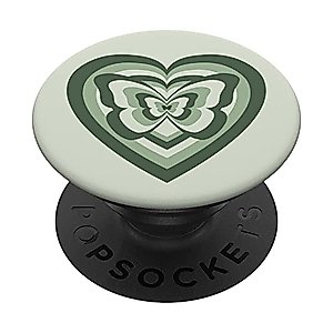 Sage Green Aesthetic Love Heart Coffe Latte Butterfly PopSockets Swappable PopGrip