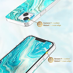 MATEPROX Compatible with iPhone 13 Mini Case iPhone 12 Mini case,Marble Design Slim Thin Stylish Geometric Cover(Frosted Green)