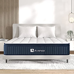 Avenco Queen Mattress, 12 Inch Hybrid Mattress Queen Size with Pocket Innerspring and Latex Memory Foam, Medium Firm Mattress Queen in a Box, Motion Isolation, Relieves Pain & Pressure Points