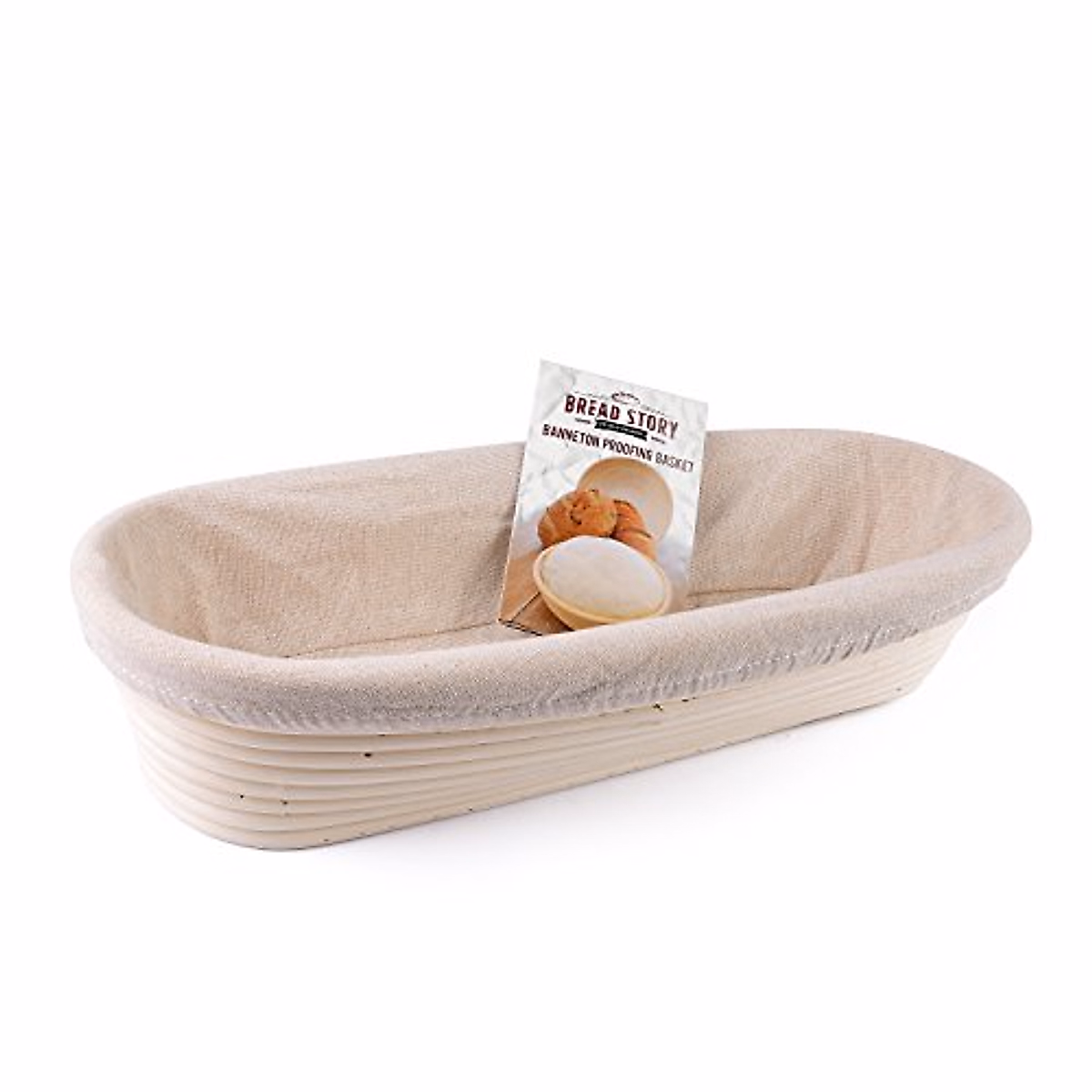 (14x6 inch) Oval Proofing Basket Set by Bread Story Oval Banneton Brotform Handmade Unbleached Natural Cane Bread Baking Kit with Cloth Liner - Course Discount Coupon
