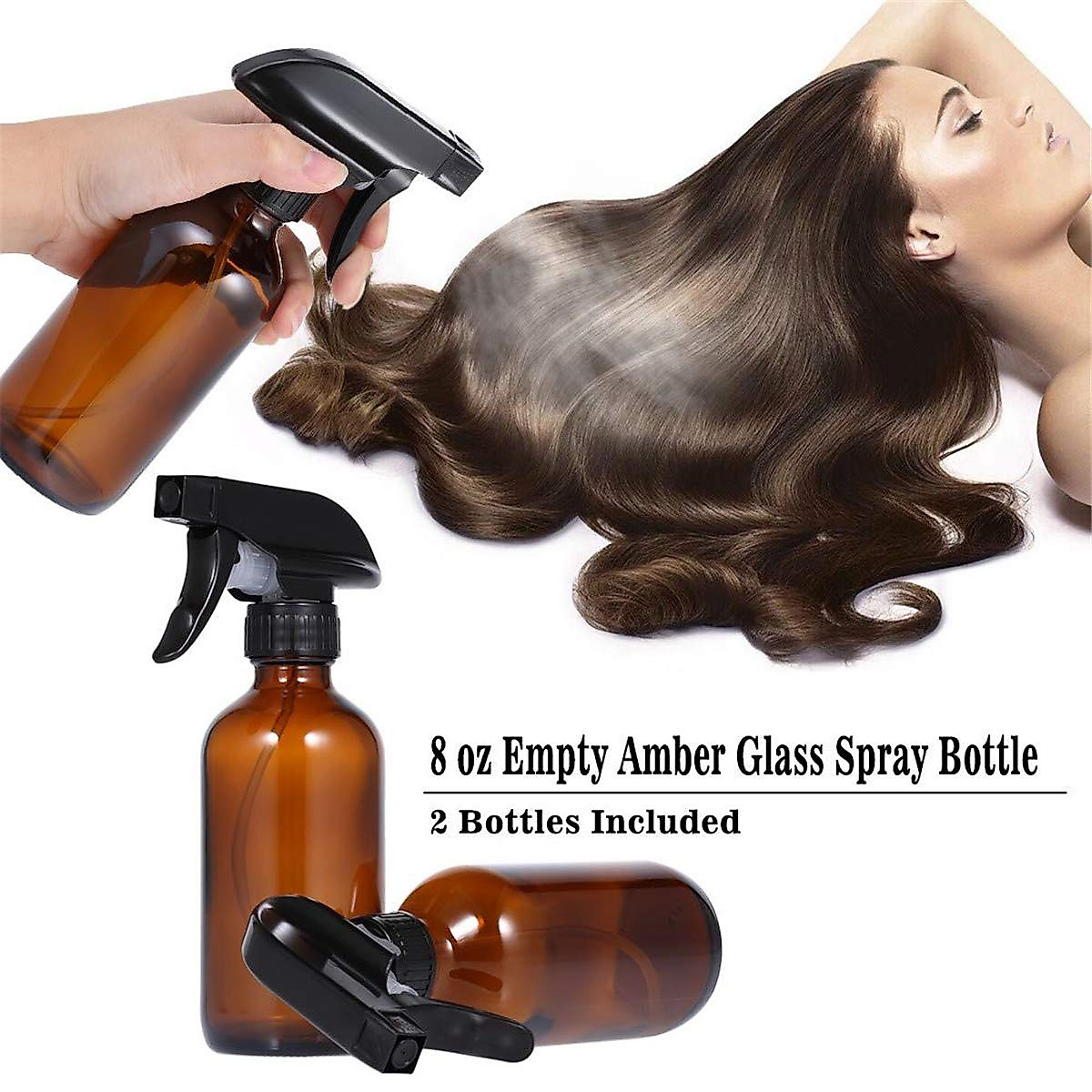 Nisorpa 16oz Amber Glass Spray Bottles 6 Pack Refillable Essential Oils Container with Mist and Stream Settings for Aromatherapy Cleaning Products