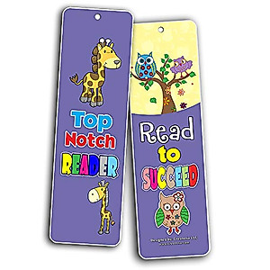 Creanoso Young Readers Animal Roarsome Reading Bookmarks for Kids (30-Pack) – Reading Encouraging Words Bookmarkers Bulk Set – Premium Quality Book Clippers Boys, Girls