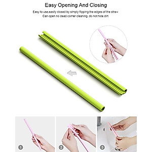 Reusable Silicone Drinking Straws Openable & Washable Silicone Straws Easy to Clean,Straight Smoothie Straws Reusable BPA Free Food Grade Eco-Friendly Straw Cold and Hot Compatible 4 Pcs