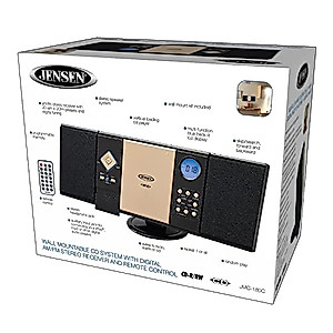 Jensen JMC-180C Champagne Wall Mountable CD Shelf System with Digital AM/FM Stereo Receiver and Remote