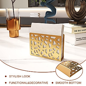 YJNSFT Napkin Holder for Table, Metal Tissue Paper Dispenser, Paper Stand for for Dining Table Kitchen Countertop (Gold)