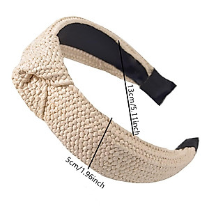 Lvyeer 3 Pack Straw Headbands, Handmade Rattan Wide Head Band, Boho Hair Headbands for Women, Summer Hair Accessories (3 pack-A, Multicolor)