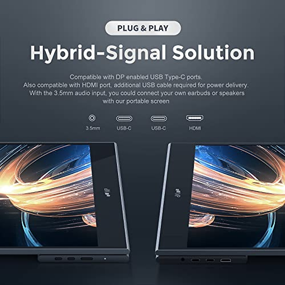 Mobile Pixels Glance 16" 1080P FHD Travel Monitor for Laptop, Portable Monitor HDMI USB Type C Connection, Tilt Adjustment & Non-Slip Portable Computer Screen with Dual Speakers for PC, macOS, Windows