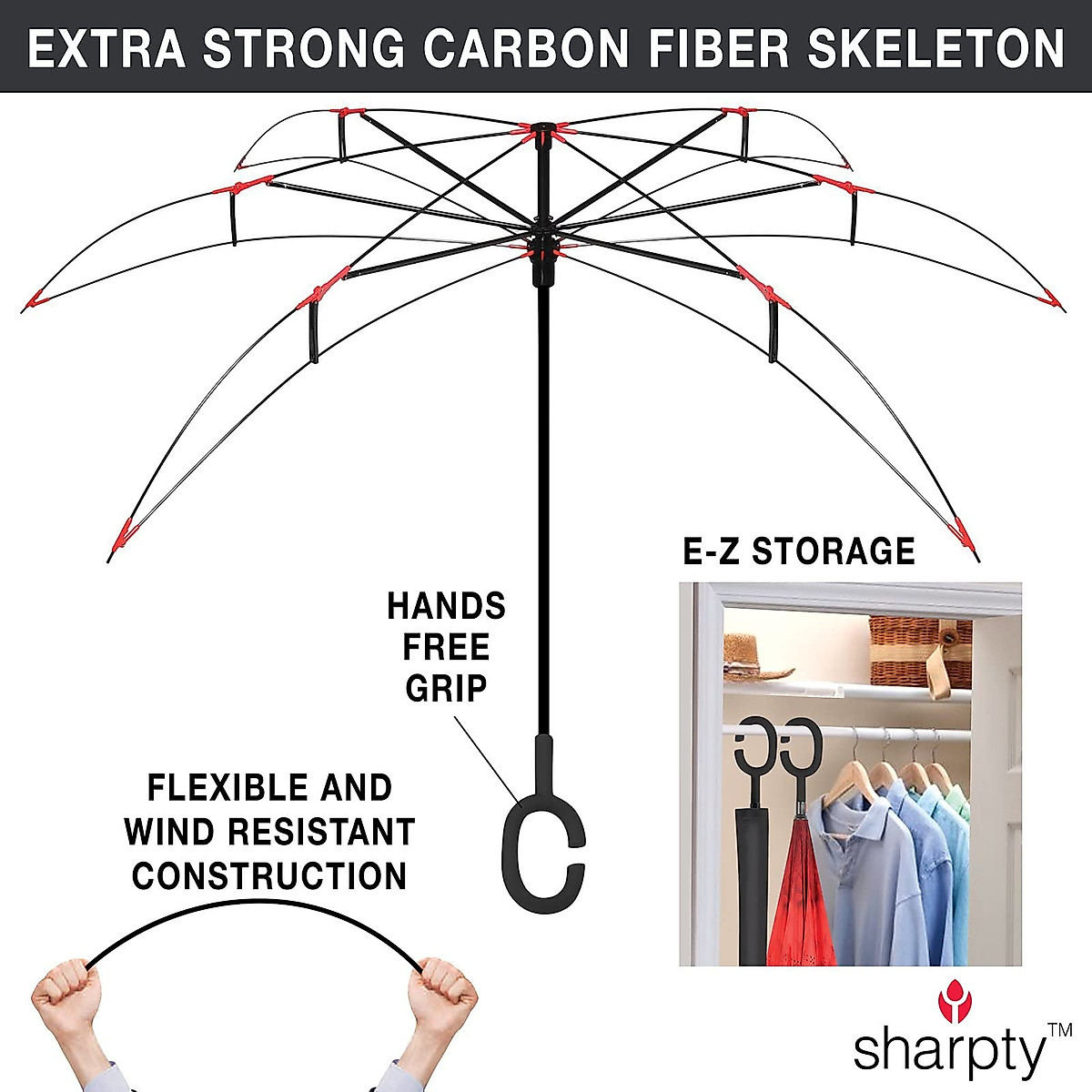 Sharpty Inverted Umbrella, Umbrella Windproof, Reverse Umbrella, Umbrellas for Women, Upside Down Umbrella with C-Shaped Handle (Leopard)