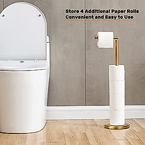 Toilet Paper Holder Stand Bathroom Toilet Paper Storage for 4 Paper Rolls with Heavy Base, Free Standing Toilet Paper Roll Holder (Gold)