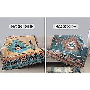 WarmTide Geometric Soft Southwestern Throw Blankets with Tassels Cozy Cotton Woven Aztec Knitted Bed Couch Throws Sofa Chair Towel Multi-Function for Home Decor Office Travel