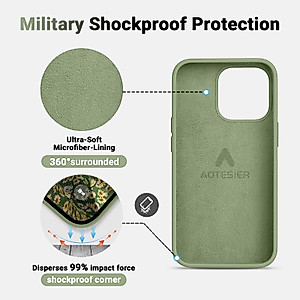 AOTESIER Magnetic for iPhone 13 Pro Max Phone Case, [Compatible with MagSafe][Military Shockproof Protection] Silicone Case with Soft Anti-Scratch Microfiber Lining, 6.7 inch, Tea Green