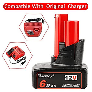 waitley 2 Pack 12V 6A Replacement Battery Compatible with Milwaukee M12 6.0Ah Power Tools