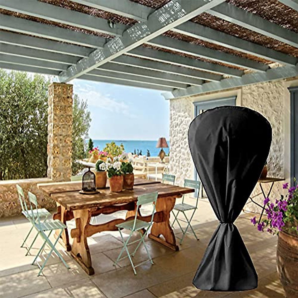 BOSKING Electric Fan Dust Cover 420D Heavy Duty Standing Round Fan Cover Washable All Electric Fan Sleeve Waterproof Dustproof Protective Cover for Pedestal Stand Fan Floor Fan - Black (Black)